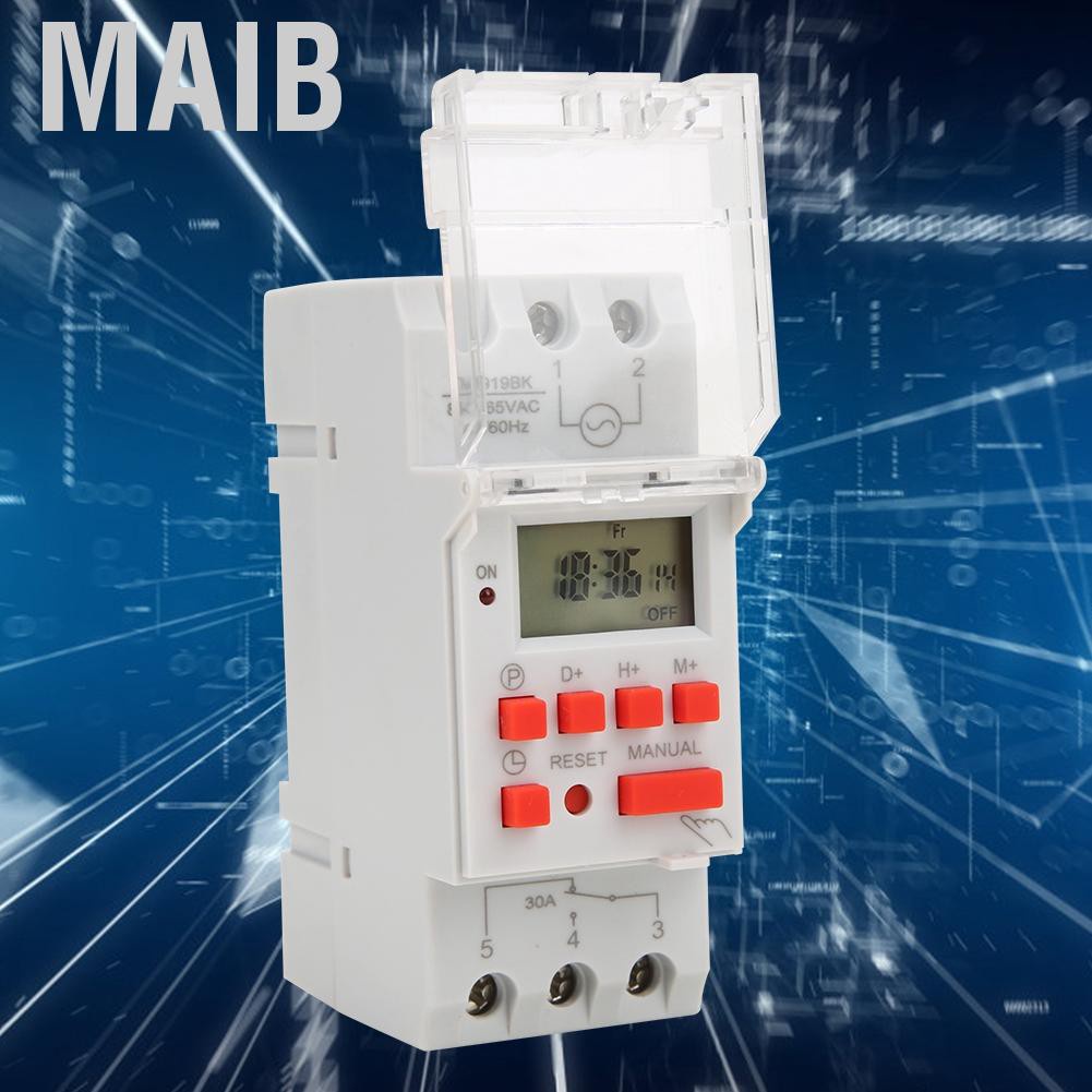 MaiB TM919BK 85~265V AC 30A LCD 7 Days Programmable Digital Timer ...