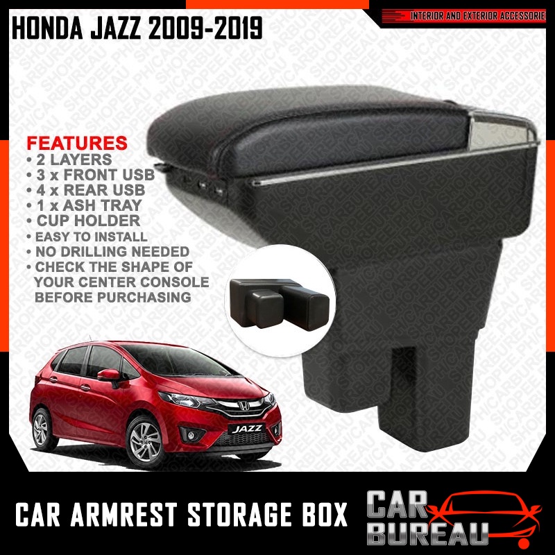 Honda Jazz 2009 - 2019 CAR ARM REST PREMIUM BOX / ARMREST CONSOLE BOX W ...