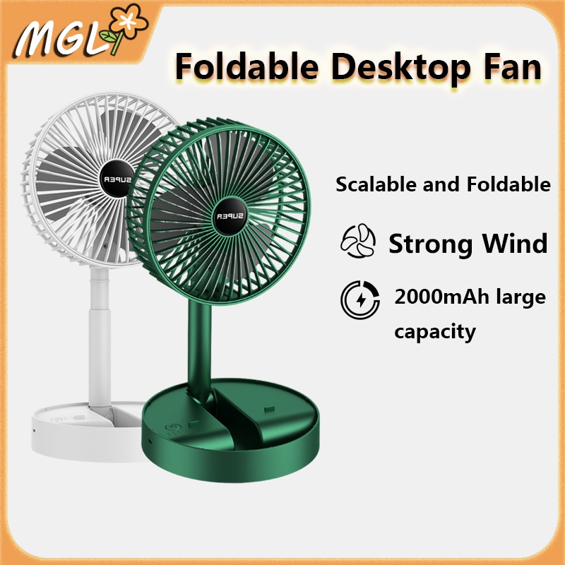 Small folding fan with USB charging Desk Electric Fan retractable 3 ...