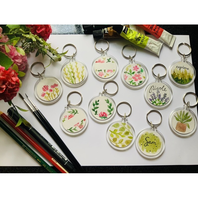 Hand-painted acrylic keychains | custom keychains | front and back ...