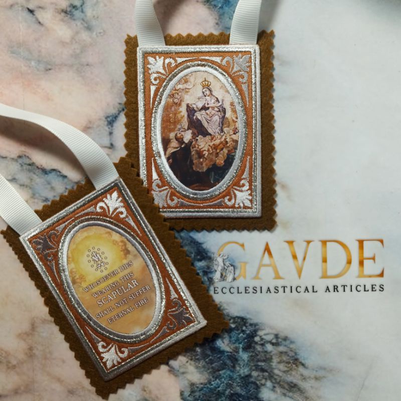 GAVDE Embroidered Brown Scapular - Our Lady of Mount Carmel and ...