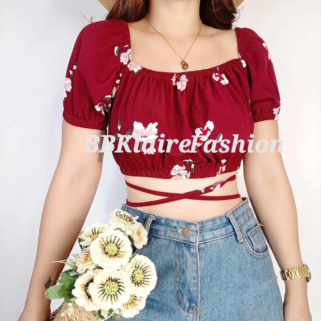 BBKLAIRE Fashion Shanella double string crop top sleeve Korean K pop ...