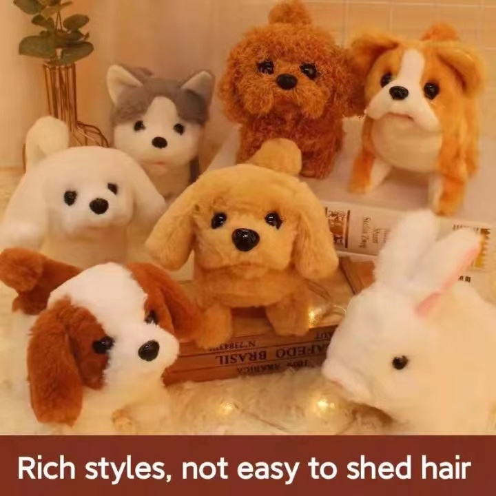 Baby Electric Simulation Plush Dog Toy Walking Barking Stuffed Kids ...