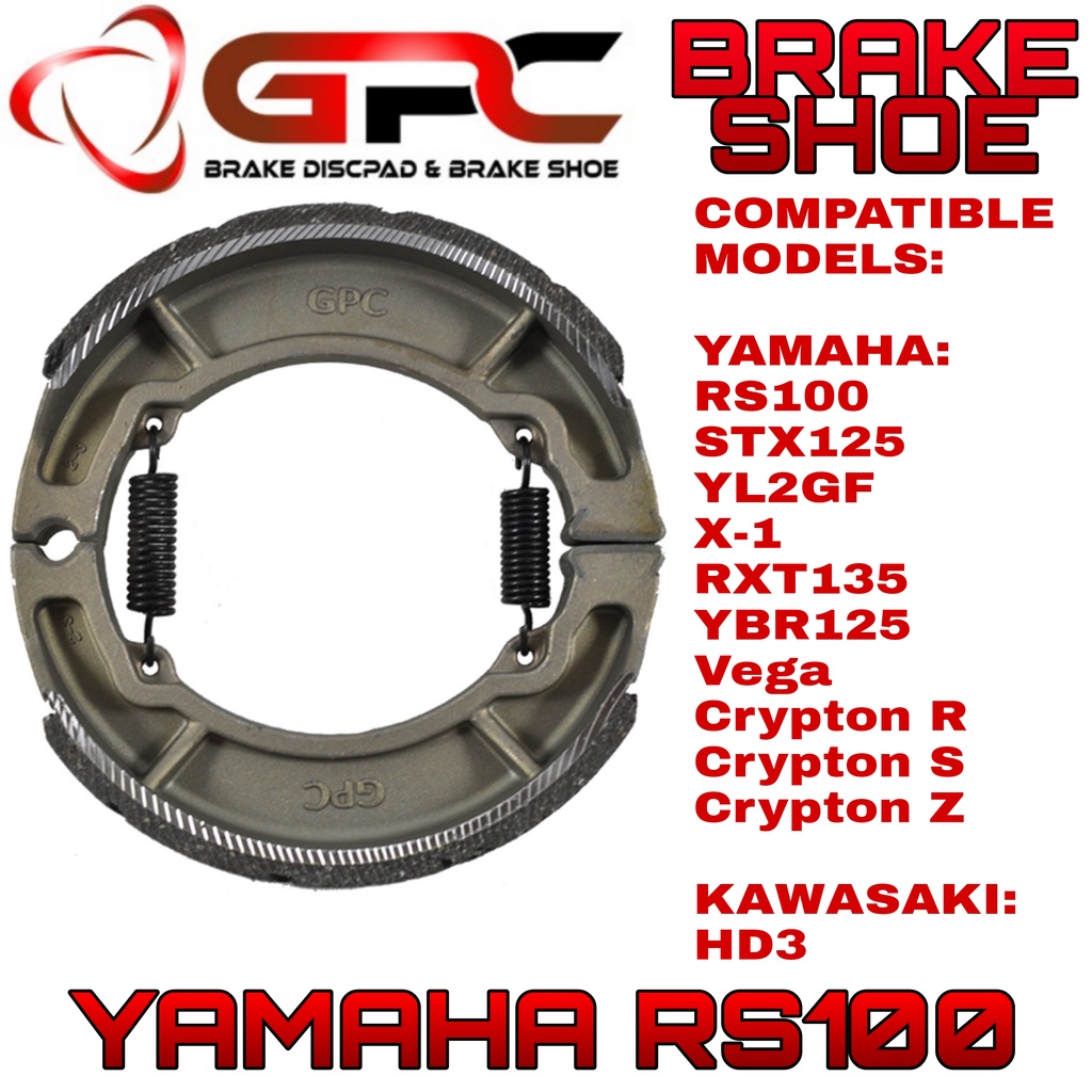 GPC Brake Shoe for YAMAHA RS100 Rear, STX125, YL2GF, X-1, RXT135 ...