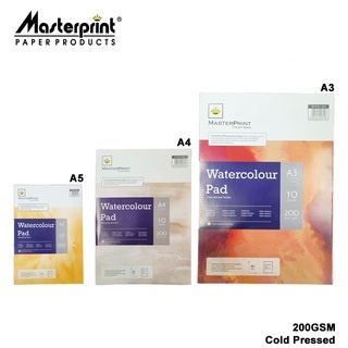 Masterprint Watercolour Paper Pad (A5 / A4 / A3, 200GSM, 100% Cellulose ...