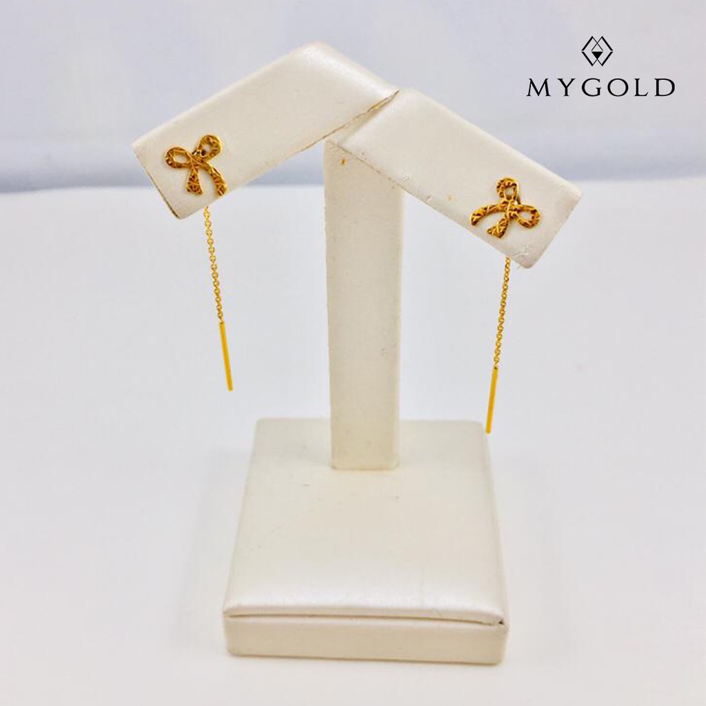 MyGold Pawnable & Authentic 18K Chinese Gold Ribbon Stringer Earrings ...