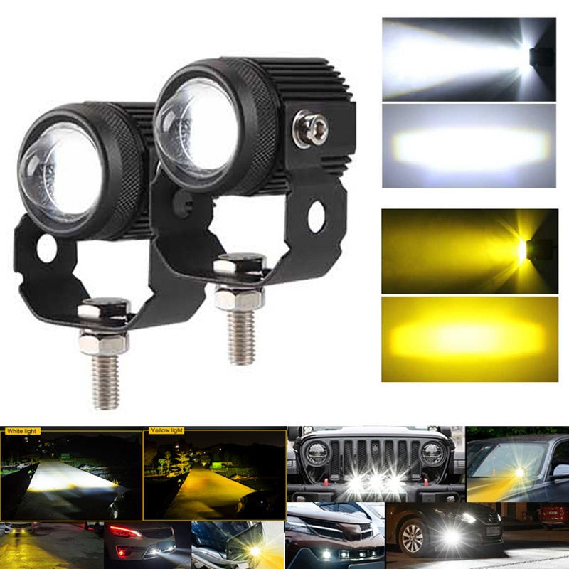 LED Elliptical Lens Spotlight Yellow White Light Car Working Light Off ...