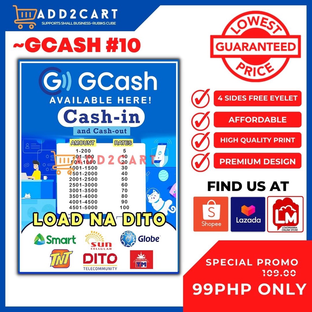 BIG GCASH Tarp #10 Design Tarpaulin Affordable High Quality (NON-CUSTOMIZED) RC | Shopee Philippines