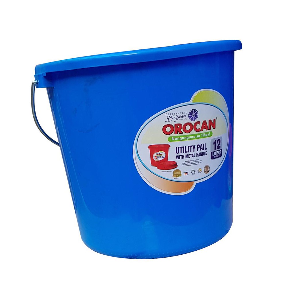 Orocan Utility Pail / Water Drum with Comfort Grip Handle 12 Liter 6003 Water Container / Timba ...