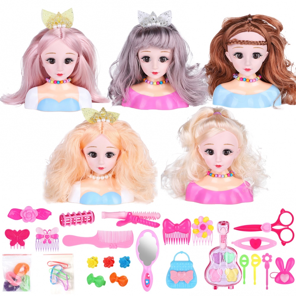 25PCS Set Of Children's Hairdressing Head Makeup Doll mainan budak ...