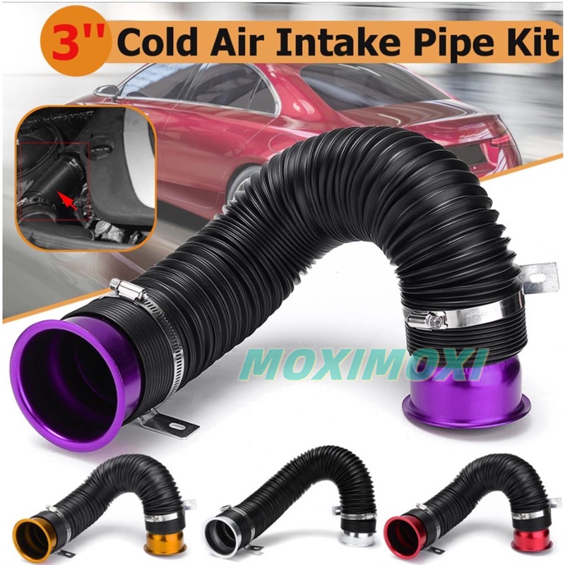 Universal Car Racing Cold Air Intake Hose 3.5inch Air Inlet Tube Engine ...