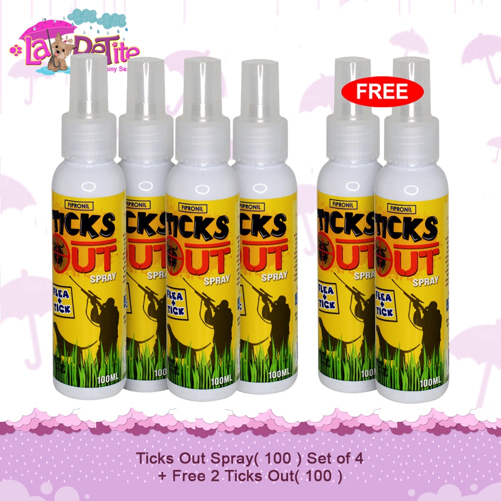 TICKS OUT Anti Tick and Fleas Spray Treatment For Dogs and Cats Set of ...