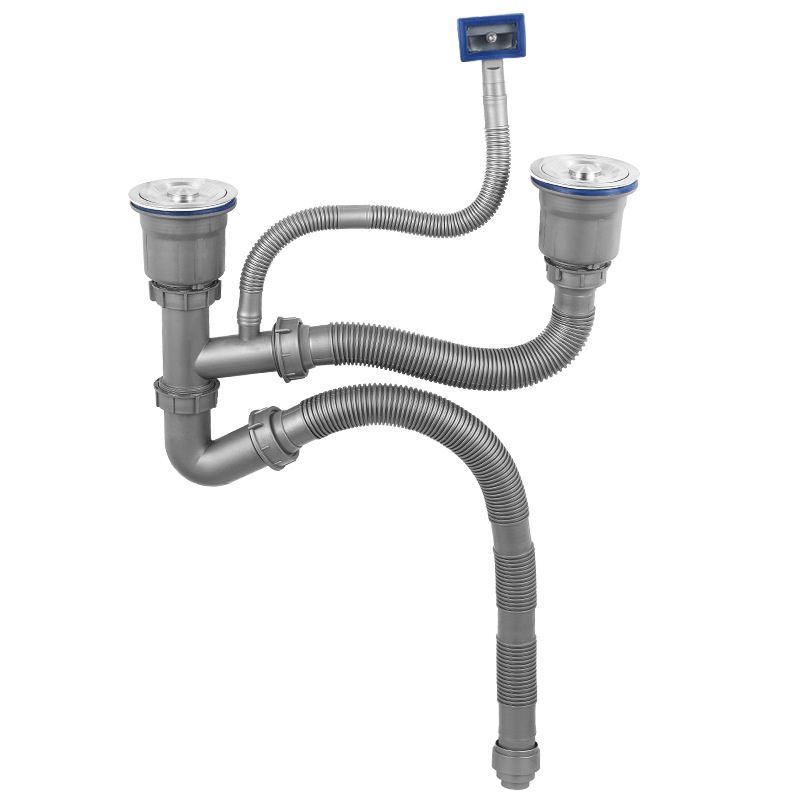 Stainless steel kitchen double sink J-trap hose and sink Strainer ...