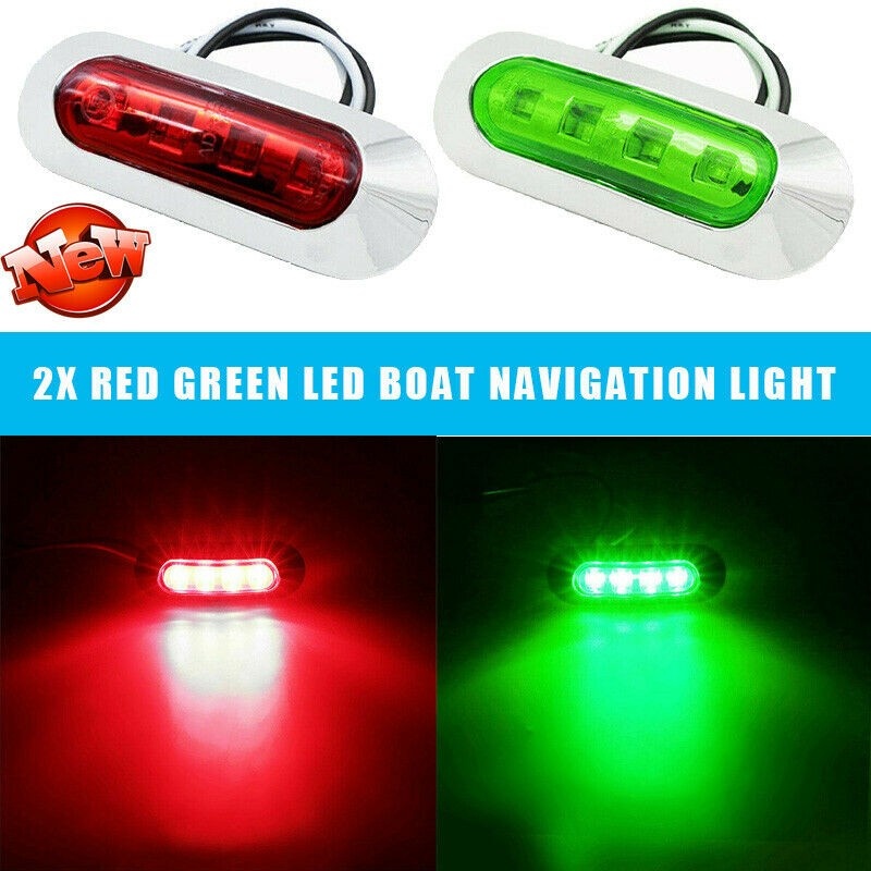2X LED Signal Nav Navigation Lights Strip Port Starboard Marine Boat ...