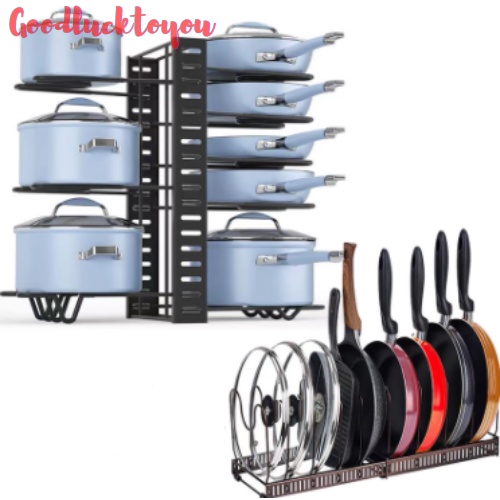 GOODLUCK-Pan Storage Rack Pan Organizer Pot Rack Lid Holder Cookware ...