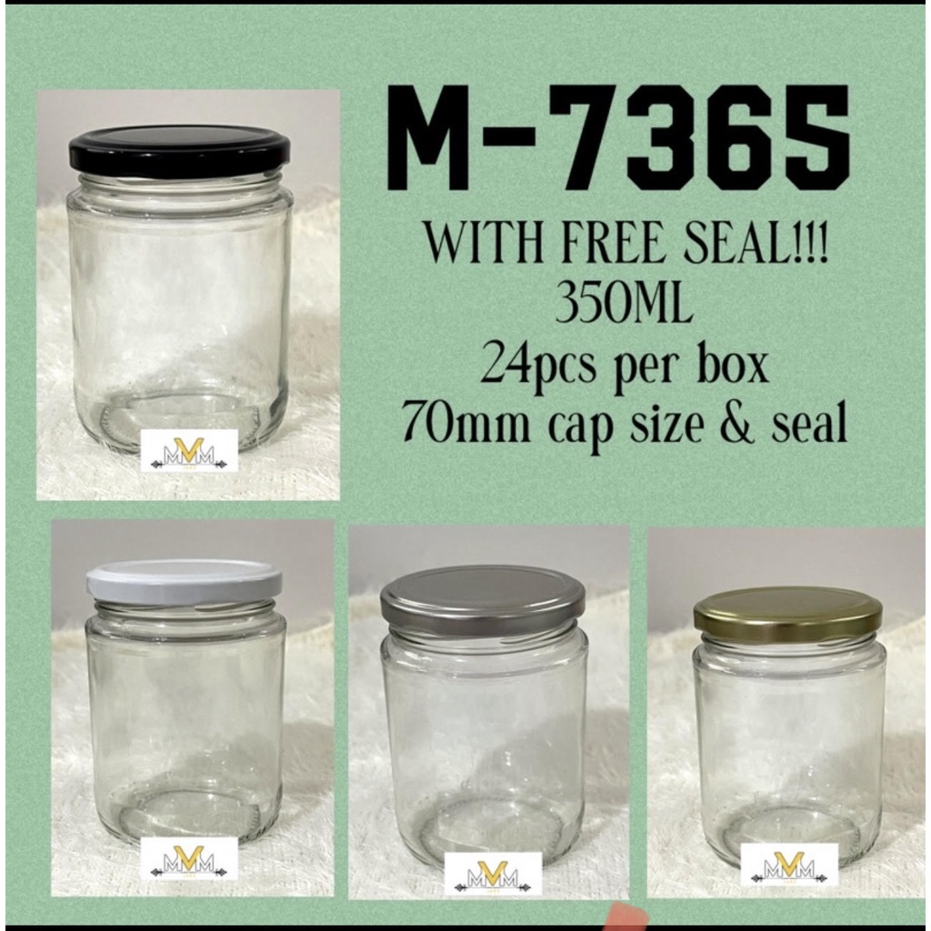 M-7365 Straight Jar / 350ml / 12oz / 24 pcs per box with FREE plastic ...