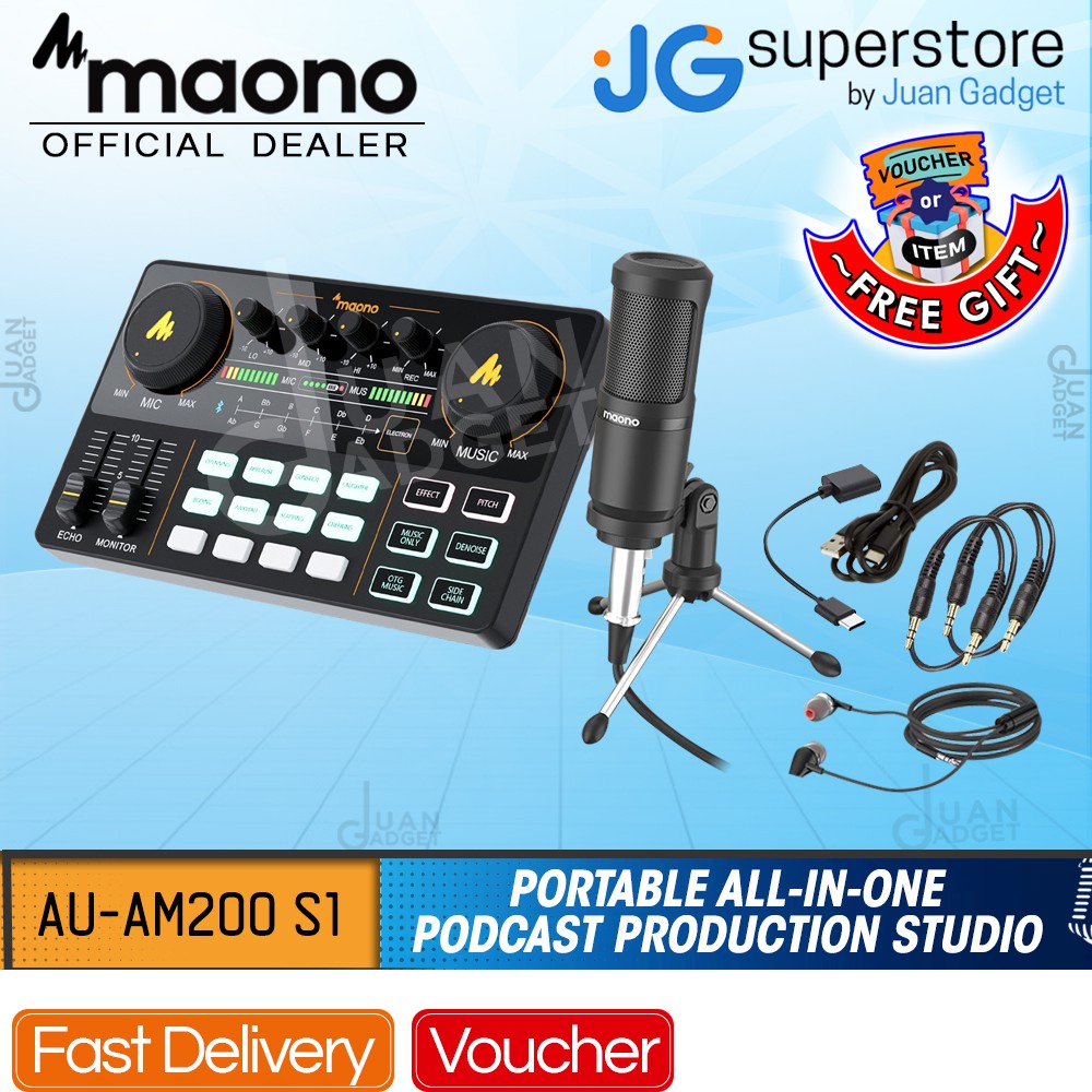 MAONO AM200-S1 Sound Card Microphone Set Professional Live Broadcast ...
