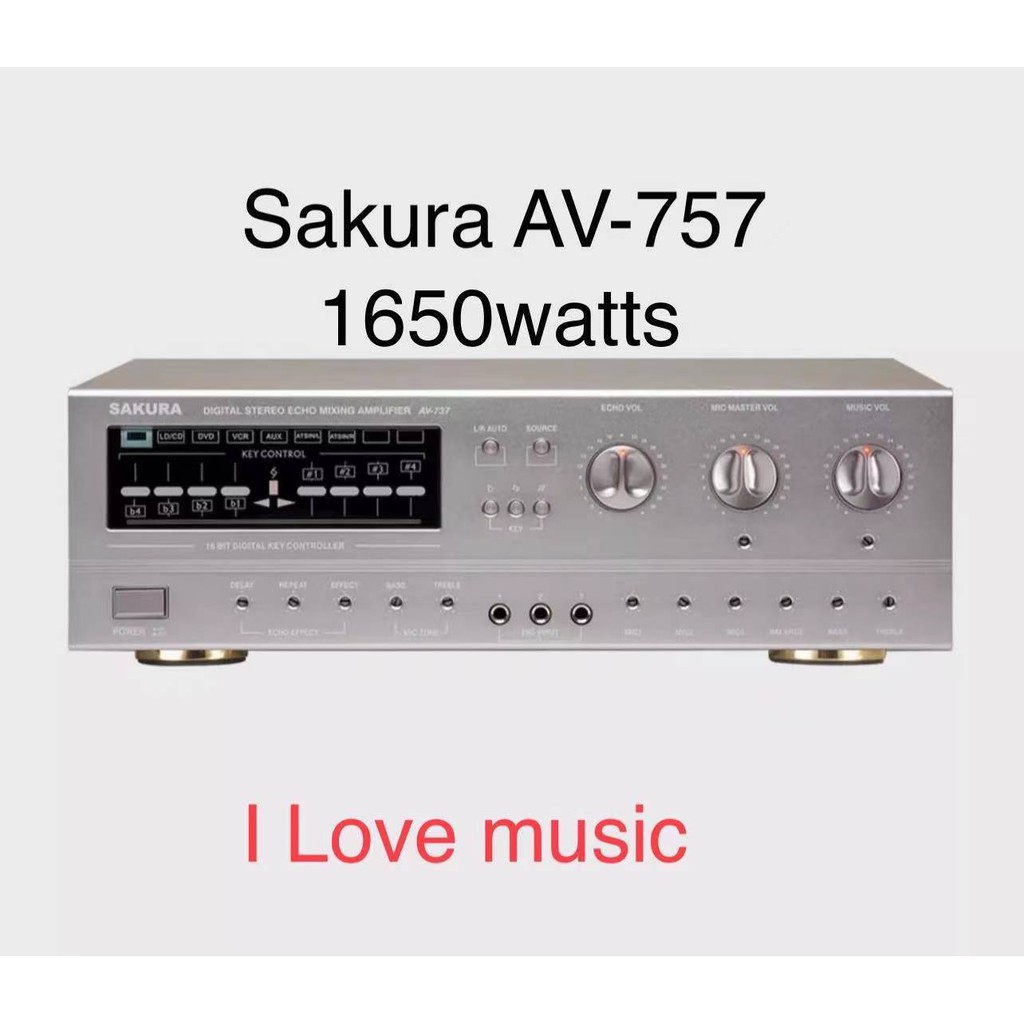 SAKURA AMPLIFIER AV 757 1650watts sakura av-757 amplifier Digital karaoke mixing amplifier ...