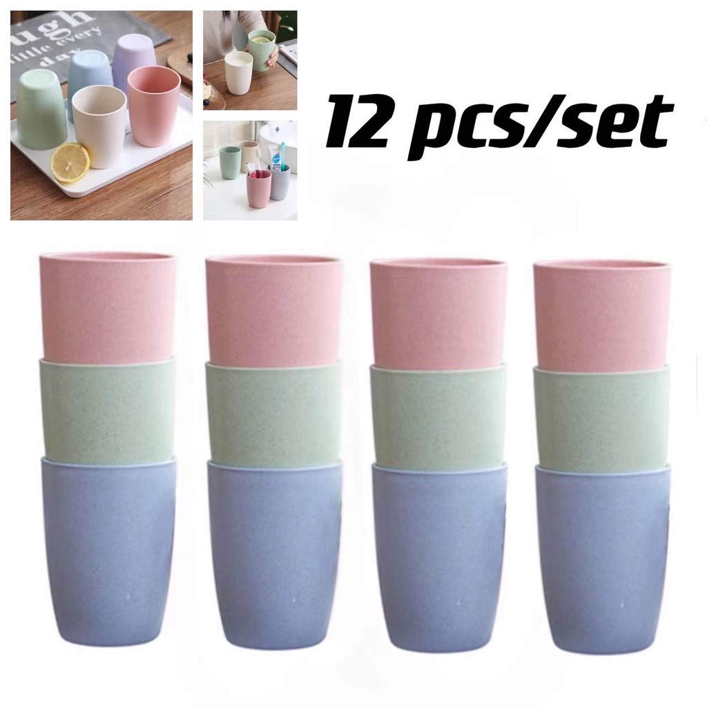 12pcs/set Wheat Straw cup drinking cup Mouth Wash Cup | Shopee Philippines