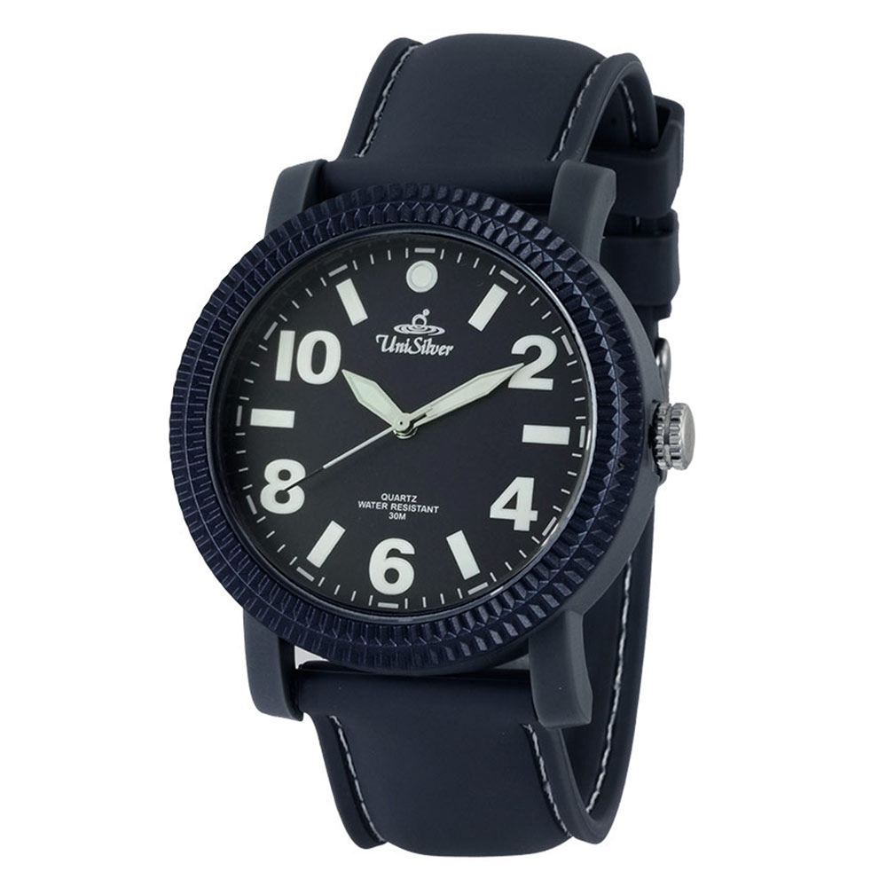 UniSilver TIME UniSex Navy Blue Analog Rubber Watch KW3443-1006 ...