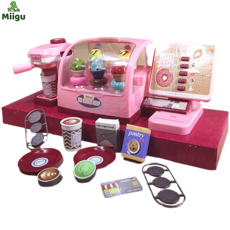 Miigu Baby Mini Ice Cream Shop w/ Coffee Blender Desserts Pretend Toy ...