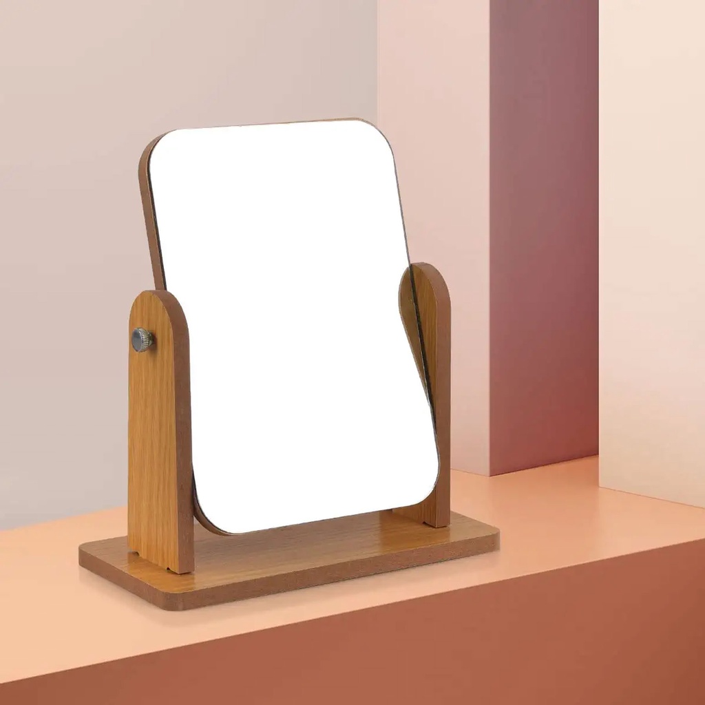 Wooden Mirror 360 Degree Portable Adjustable Table Desk Mirror | Shopee ...