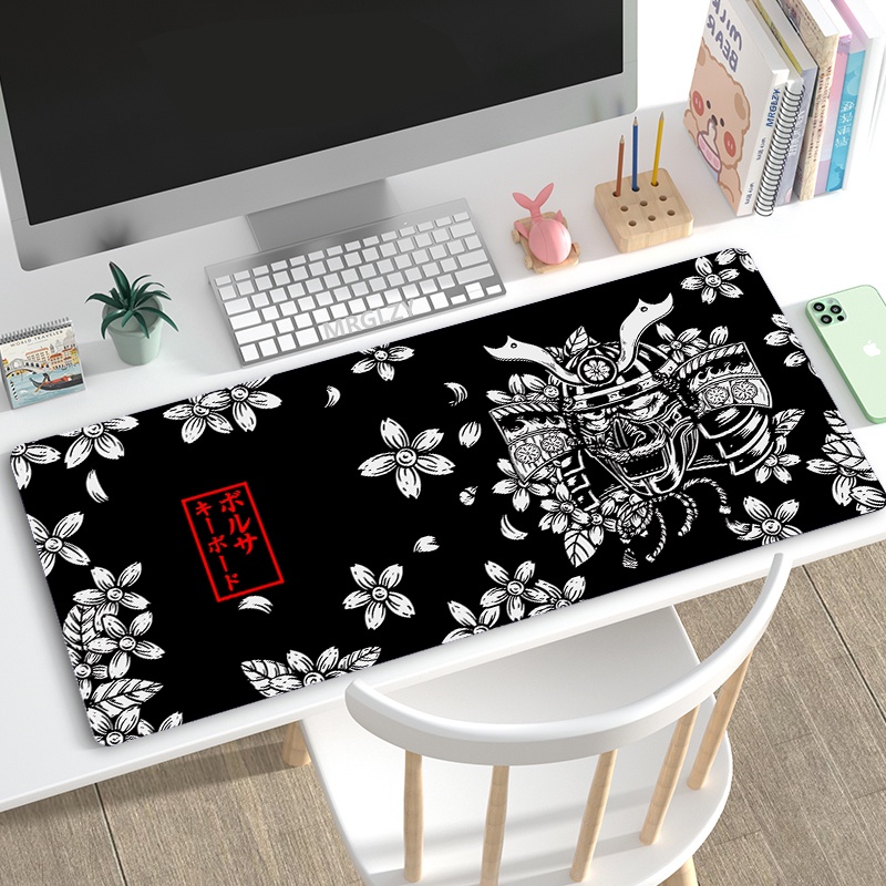 Japanese-style Gaming Mouse Pad Pink Sakura Mousepads Black White XXL ...
