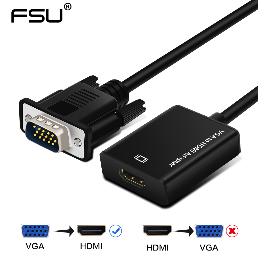 FSU VGA To HDMI Converter Plug and Play VGA Input HDMI Output 1080P HD ...