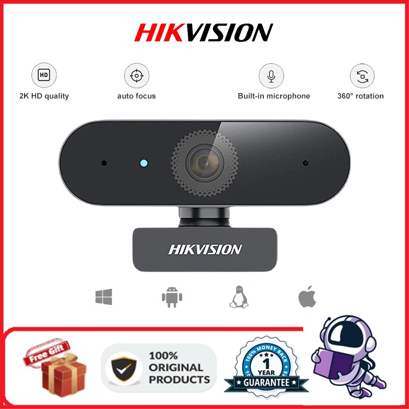 Hikvision 2K HD Webcam Built-in Noise Cancelling Microphone Auto Focus ...