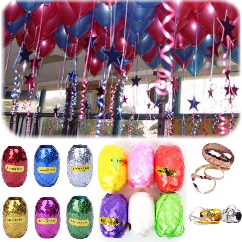 6 Rolls Shiny Balloon Ribbon 10Meter DIY Wedding Birthday Party Decor ...