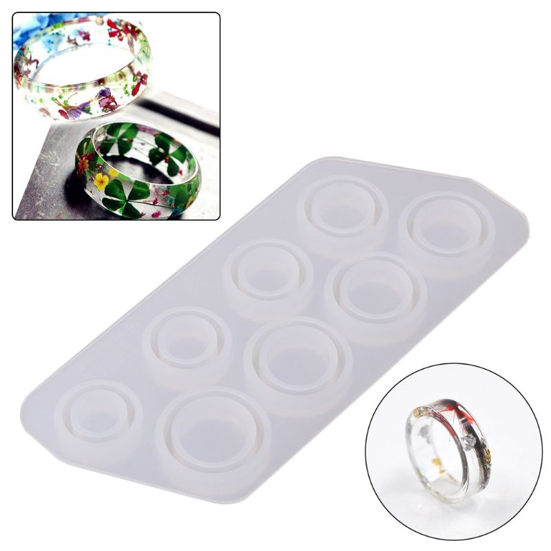 8Pcs Assorted Sizes Flat Rings Mold Collection Handmade DIY Making Ring ...