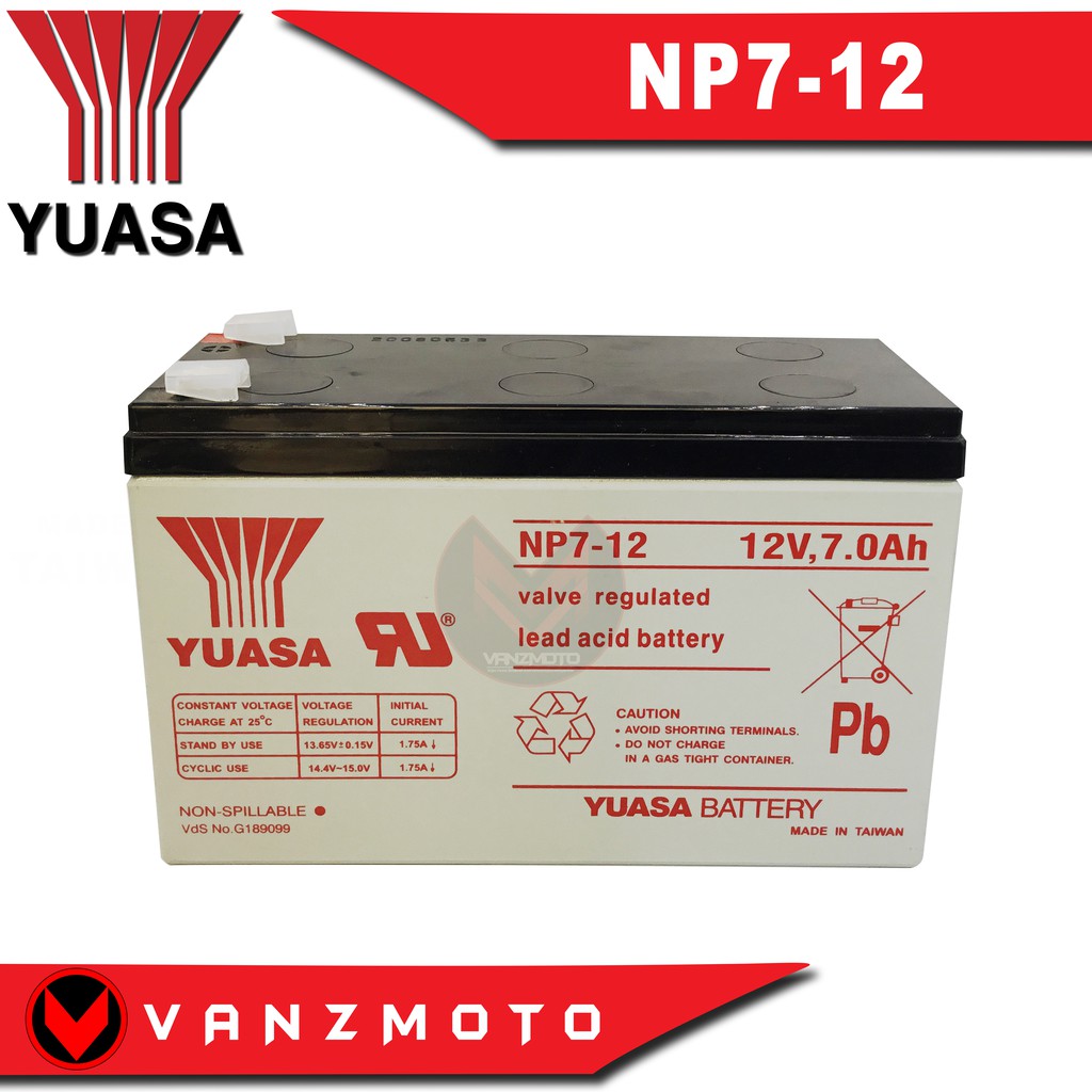 Yuasa VRLA Battery NP7-12 (12v 7ah ) for UPS, Solar, Toys, E-Bike ...