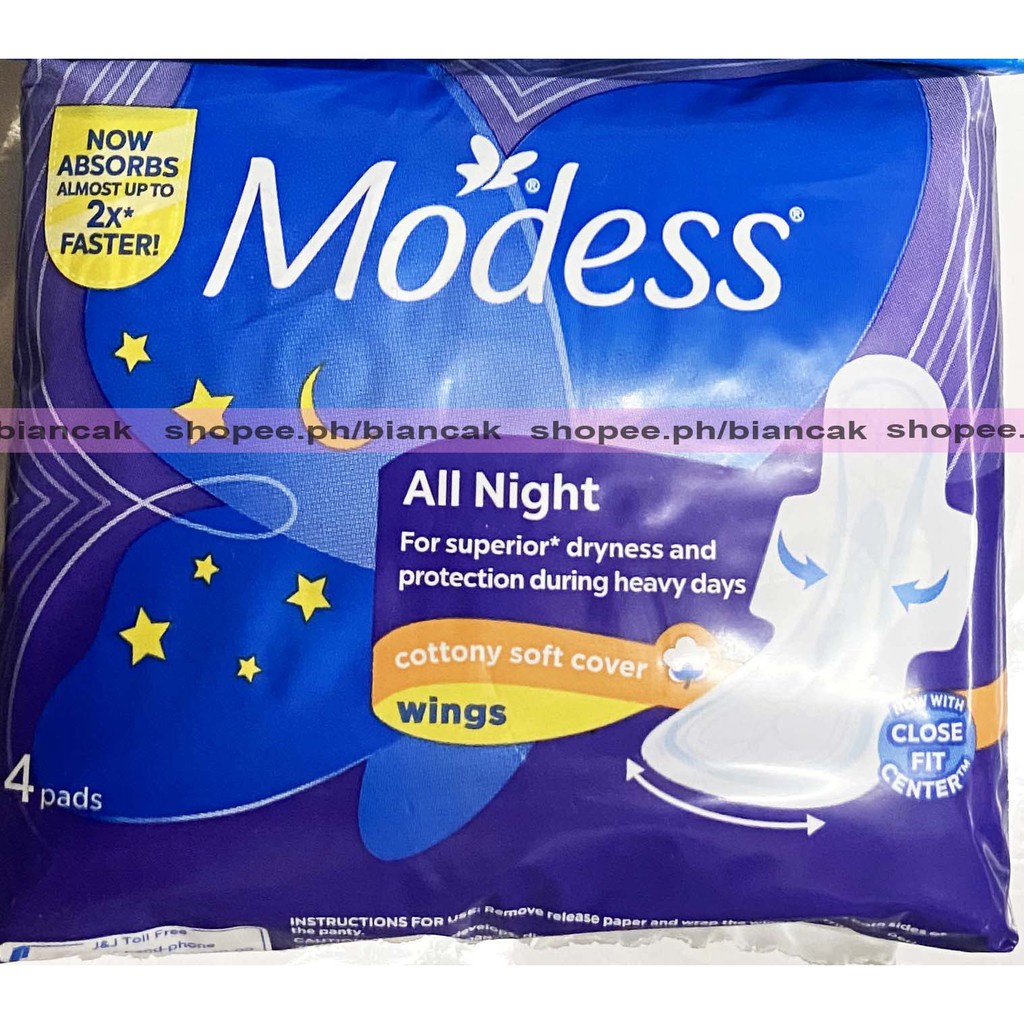 MODESS ALL NIGHT FEMININE PADS WITH WINGS NAPKIN (4 PADS) (BEAUTY ...