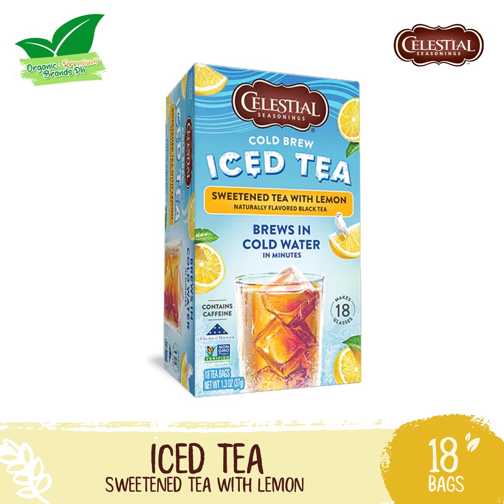 CELESTIAL SEASONINGS COLD BREW ICED TEA Sweetened Tea w/ Lemon - 18 Tea ...