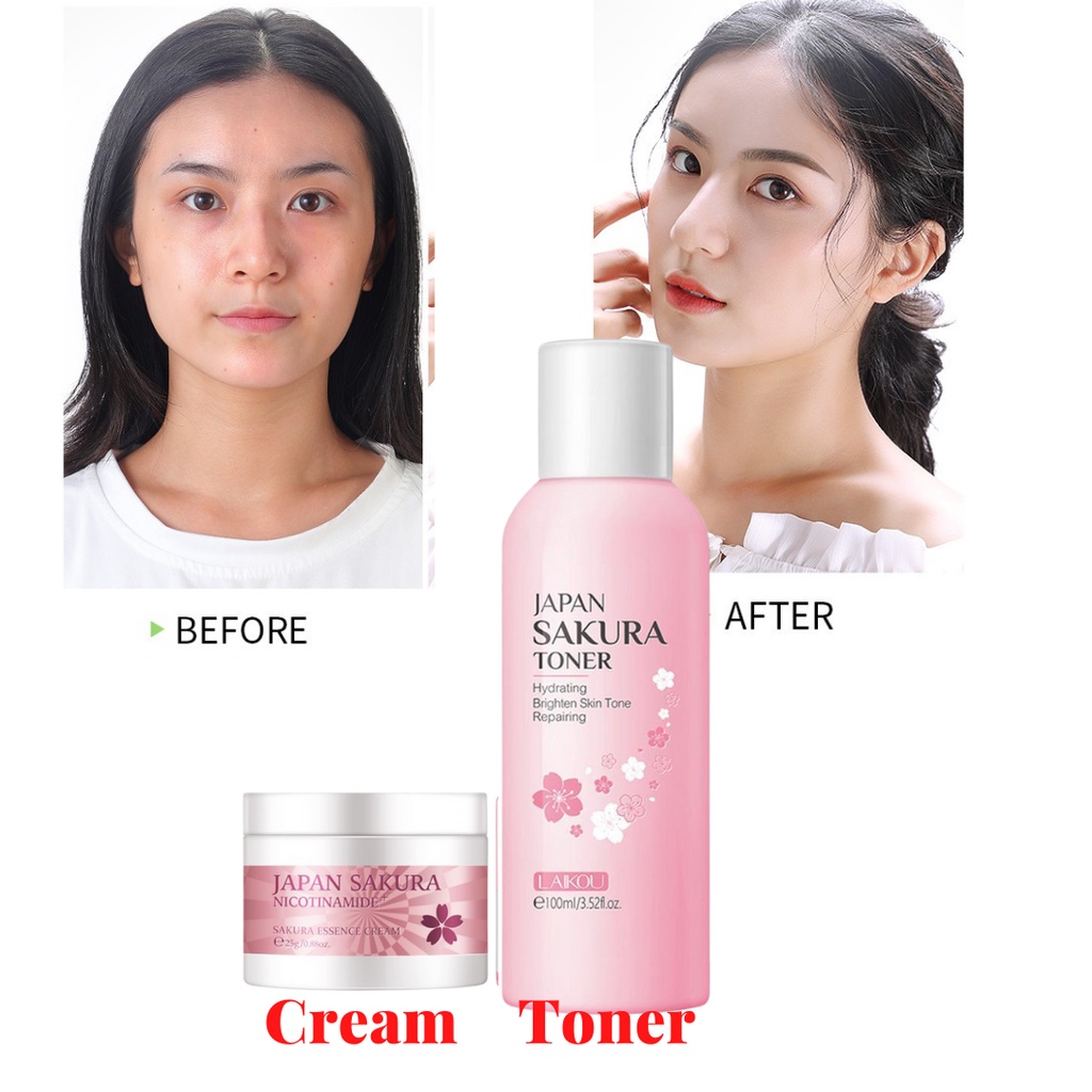 Japan Sakura Cream + Sakura Toner Melasma and freckles remover Pore ...