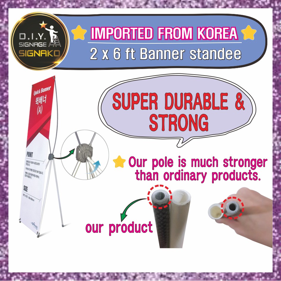 High Quality X Banner Stand 2x6 Ft Standee Tarp Tarpaulin Decor Display ...