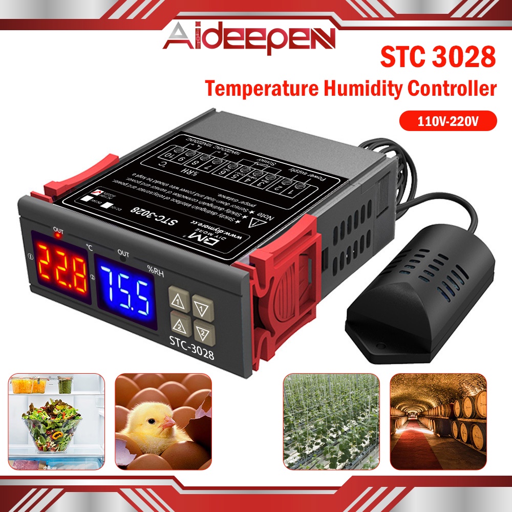 STC-3028 Temperature Controller Thermostat Sensor With Probe Humidity ...
