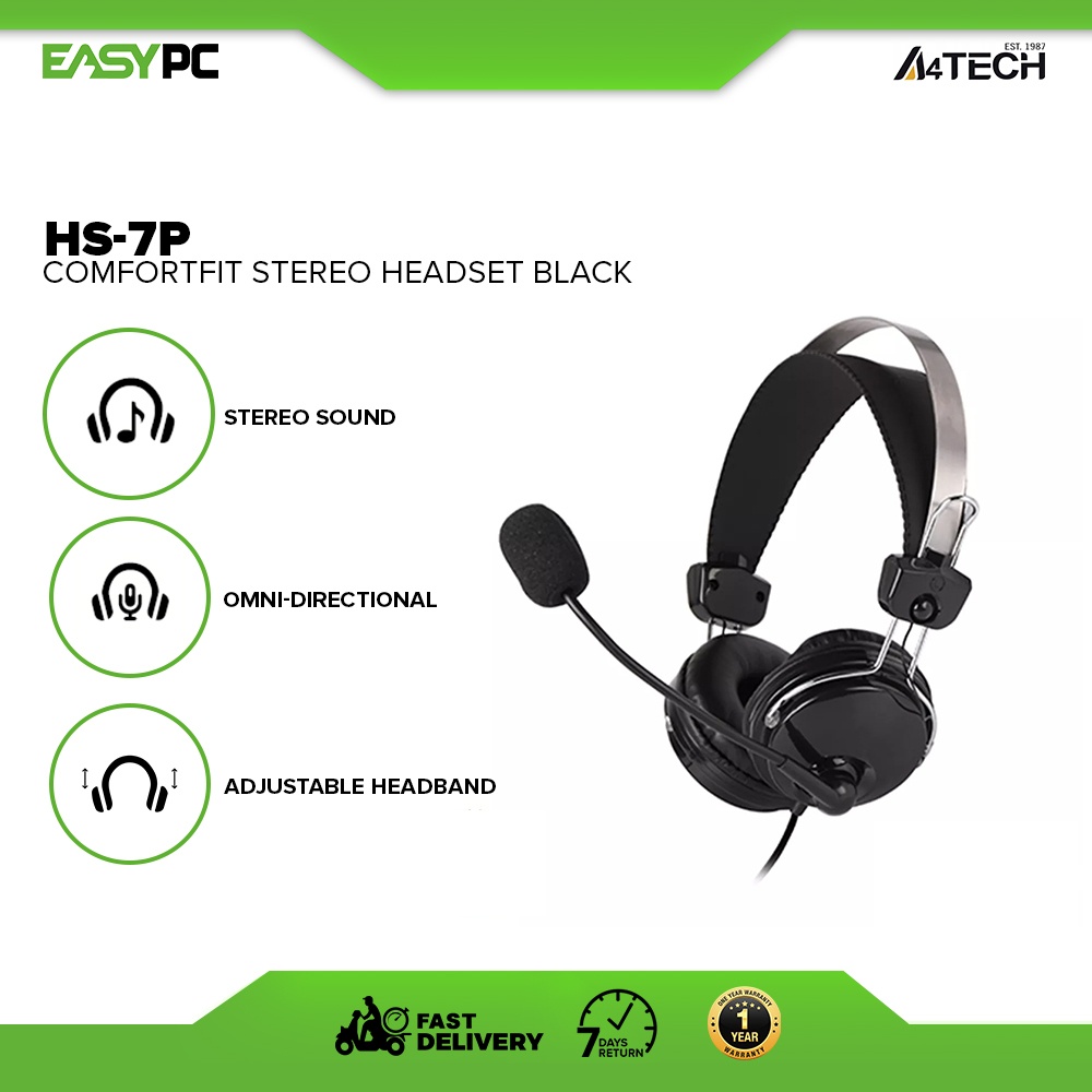 A4tech HS-7P Headset, Easy Adjustable Headband Ensures Optimum Fit and ...