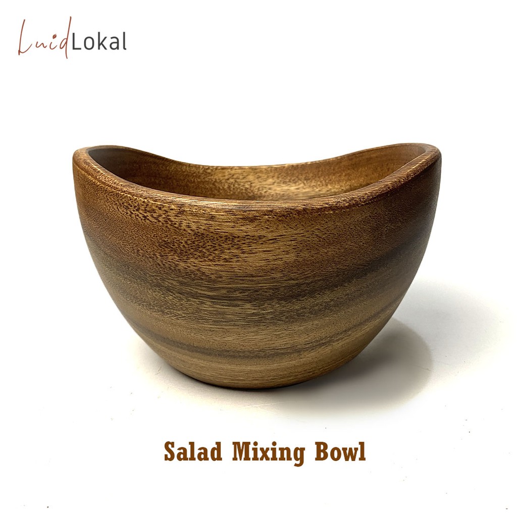 Luid Lokal Salad Mixing Bowl Large Wave Rim Bowl Acacia Wood | Shopee ...
