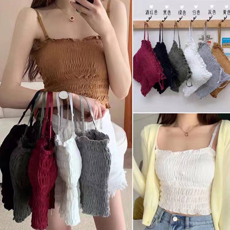 The new French pleated small camisole underwear for female students in ...