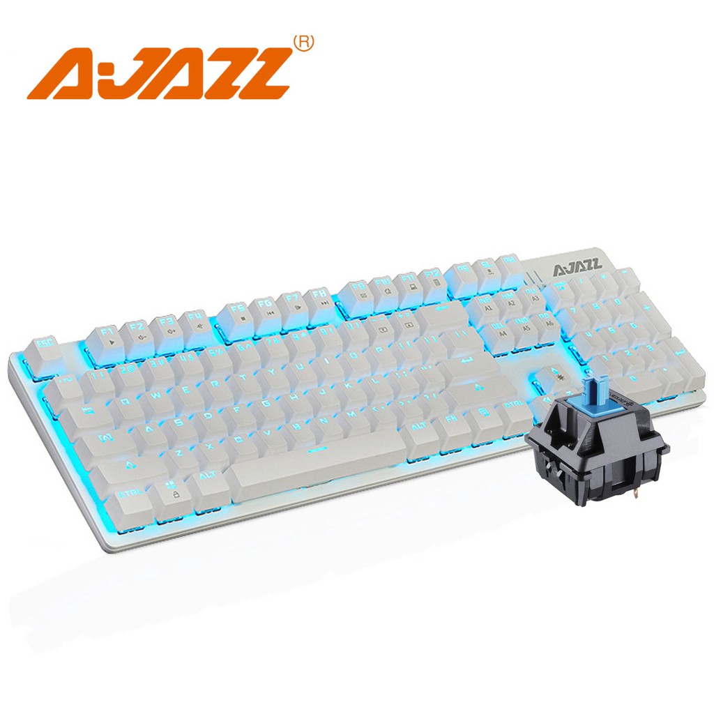 AJAZZ Robocop Mechanical Gaming Keyboard Blue LED (White) | Shopee ...