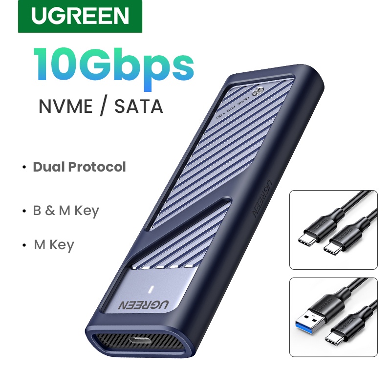 UGREEN M.2 NVMe SATA SSD Enclosure Adapter 10Gbps USB 3.2 Gen2 USB C ...