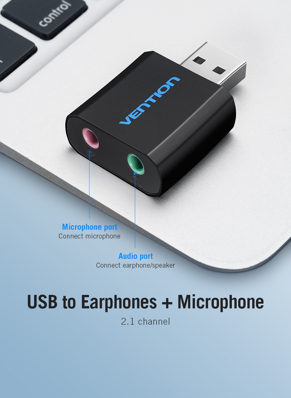 Vention External Usb Aux Mic Adapter Stereo Audio Sound Card 3.5mm For ...
