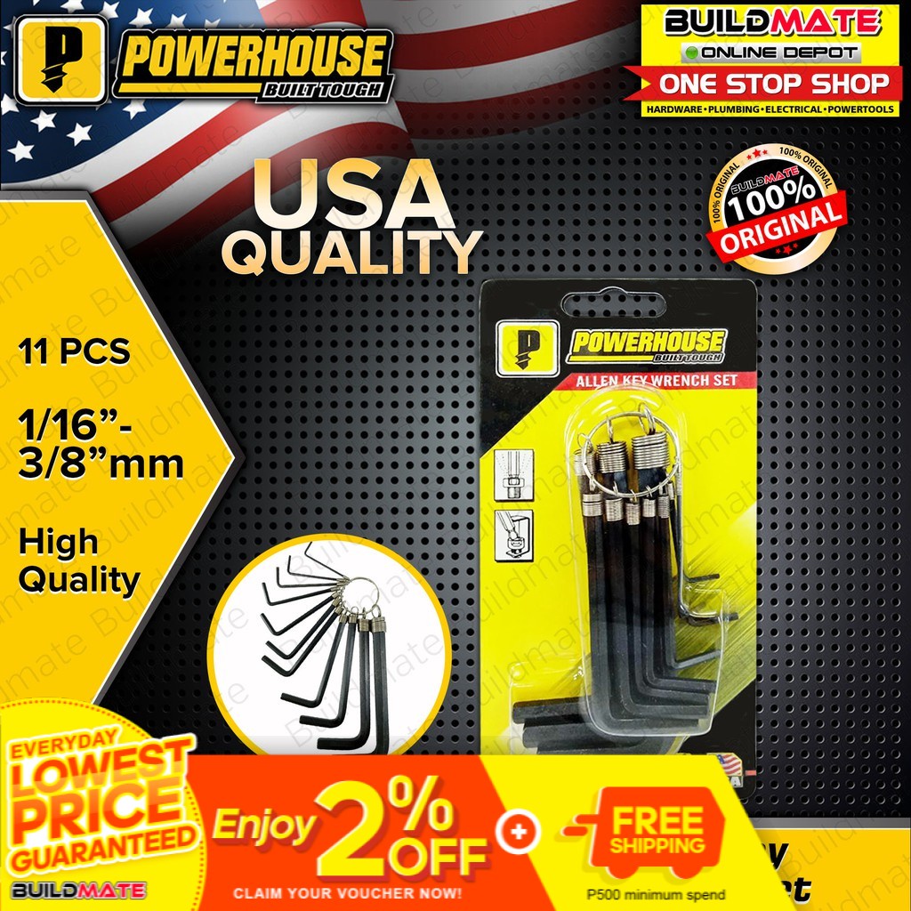 POWERHOUSE 11PCS SET Allen Key Wrench Set 1 16 To 3 8 C132 BUILDMATE