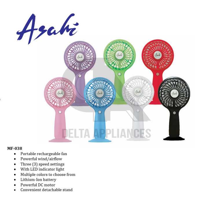 Asahi MF-038 Portable Rechargeable Fan | Shopee Philippines