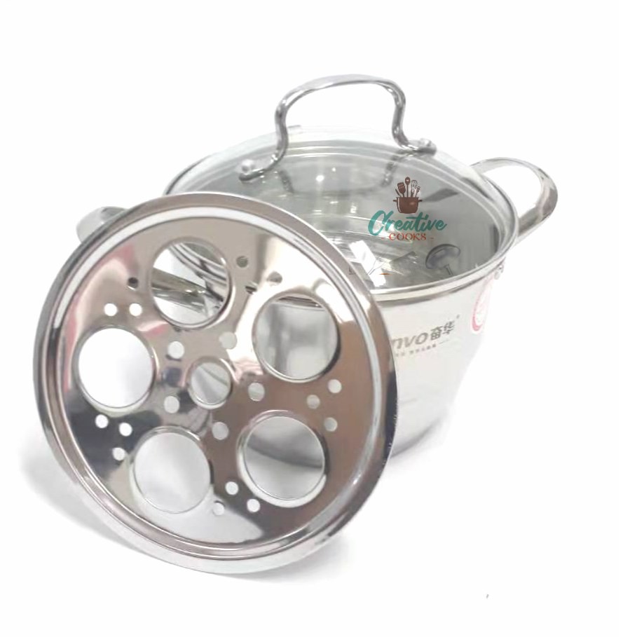 Stainless Steel Double Handle German Type High Pot with Egg Steamer ...