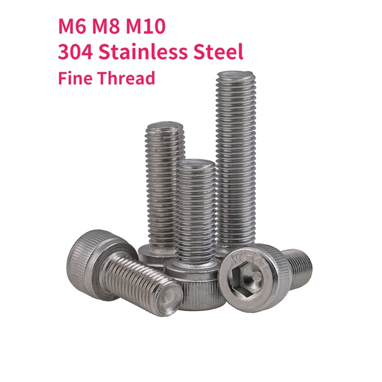 M6 M8 M10 304 Stainless Steel Fine Thread Hexagon Hex Socket Cap Head Screws Allen Bolts Pitch 0 ...