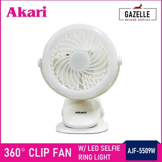 Akari Rechargeable 360° Clip Fan with LED Ring Light AJF-5509W | Shopee ...