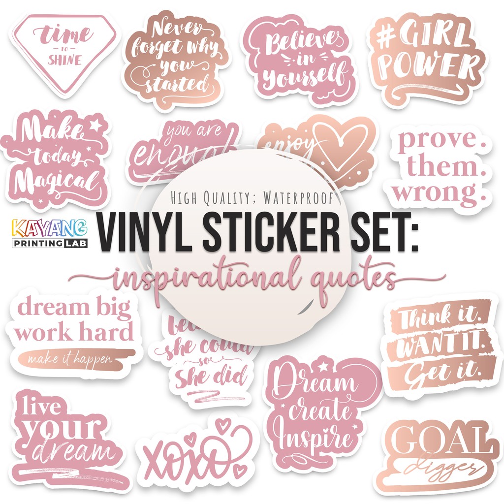 Inspirational Quotes Vinyl Sticker Set (Pink Version) [15pcs] | Shopee ...