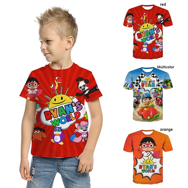 Boy and Girl Cartoon Printed T-Shirt Ryan's World T Shirts Kids Summer ...